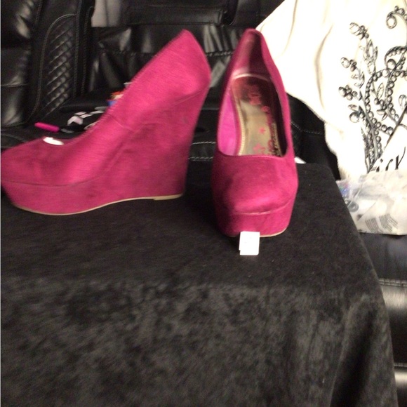 Brash | Shoes | Brash Pink Wedge Heels Suede Slipon | Poshmark